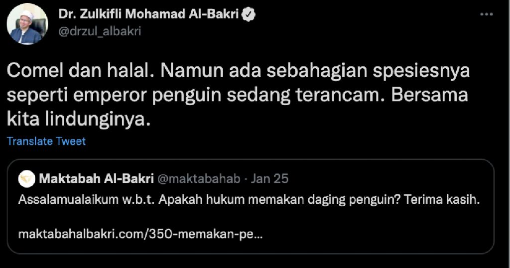 “Comel Dan Halal, Penguin Boleh Dimakan Oleh Umat Islam” – DS Zulkifli ...