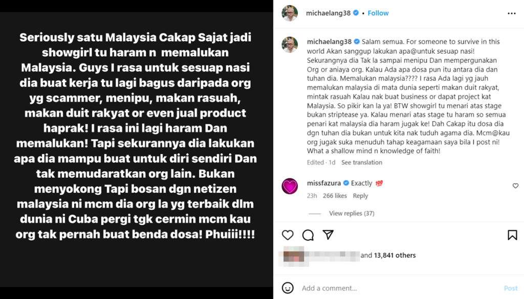 “Bod*h Punya Netizen! Acah Acah Alim” – Didakwa ‘Halalkan’ Sajat Jadi ‘Showgirl’, Michael Ang ...