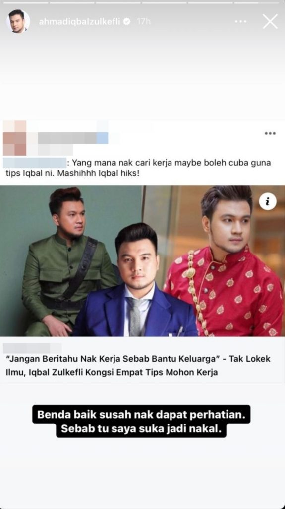 Iqbal Zulkefli Suka Jadi ‘Nakal’, Lebih Mudah Dapat Perhatian ...