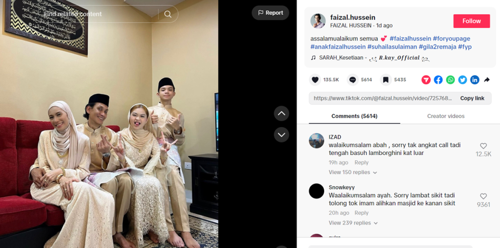 “Waalaikummusalam Ayah” – Tular Foto Keluarga, Ramai Lelaki Cuba Nasib Nak Jadi Menantu Faizal ...