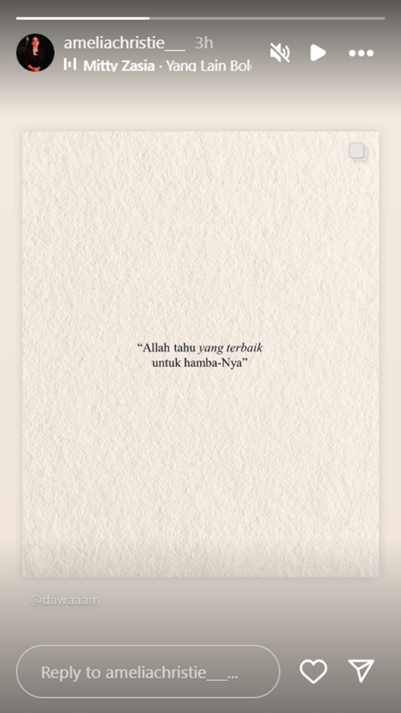 “Allah Tahu Yang Terbaik Untuk HambaNya” – Amelia Christie