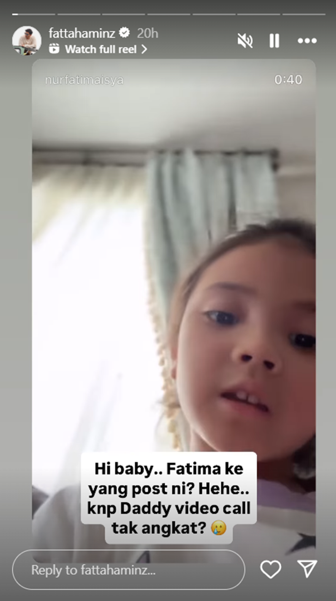 “Fatima Ke Post Ni? Kenapa Daddy Video Call Tak Angkat” – Anak Merayu Fattah Amin Bawa Pergi ...