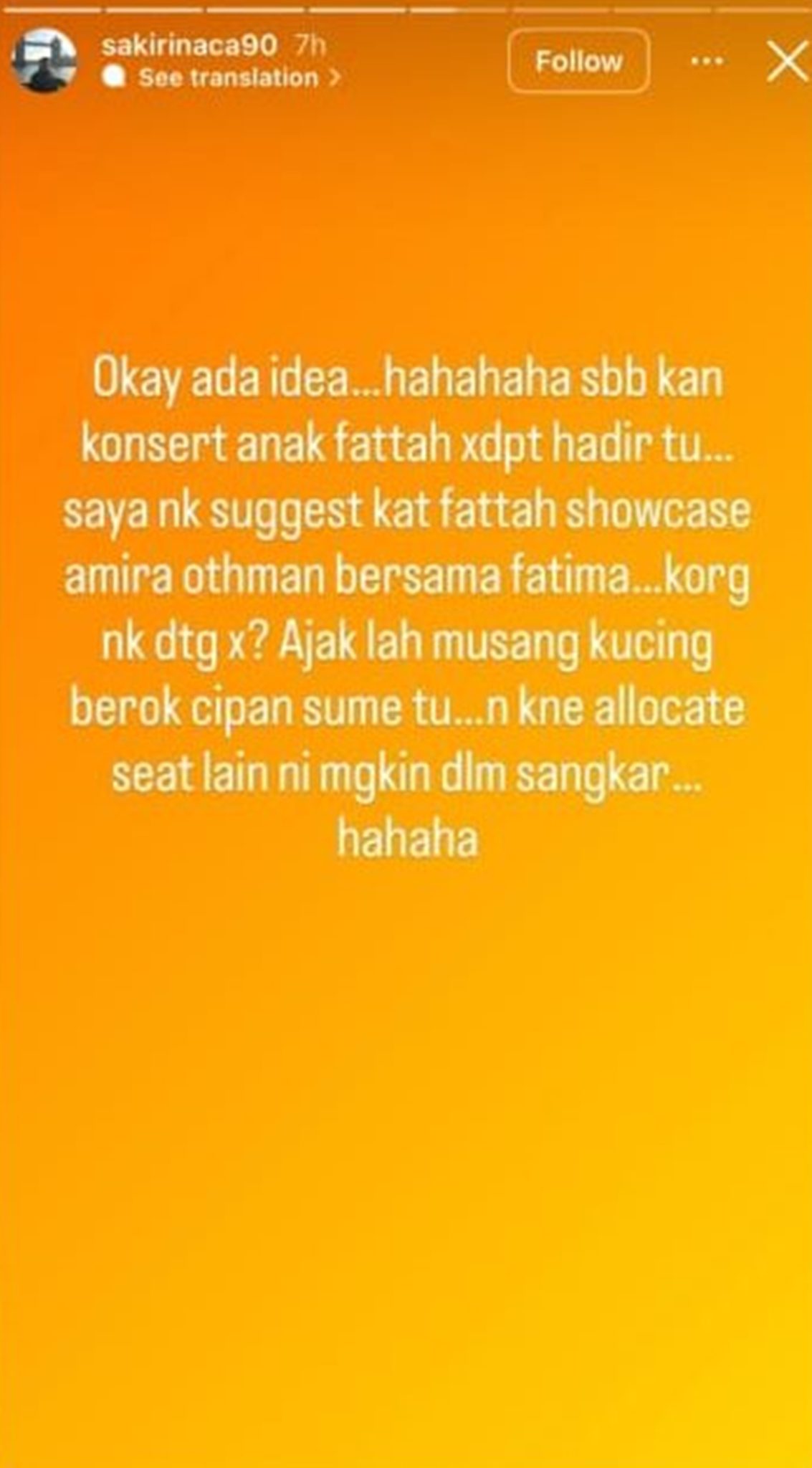 “Disebabkan Konsert Anak Tak Dapat Hadir, Saya Nak Suggest Kat Fattah ...
