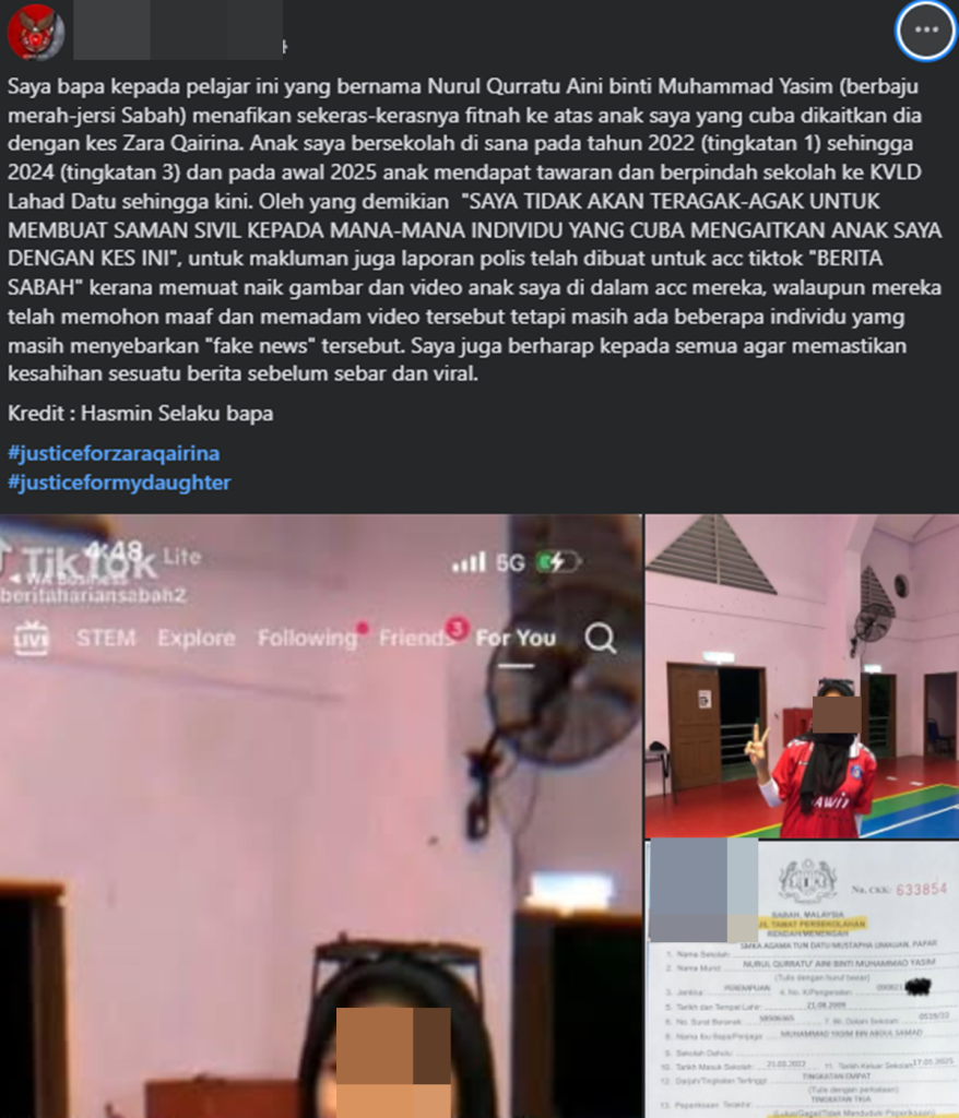 Kes Zara Qairina: Wajah Anak Tular Didakwa Terlibat, Bapa Tampil Nafi & Dedah Berhenti Sekolah ...