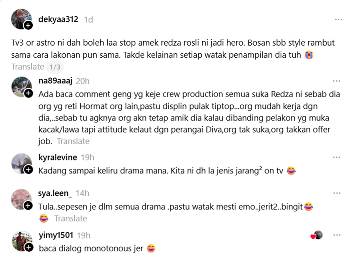 Netizen Mula Bosan, Redza Rosli Dikritik Tiada Kelainan Dalam Lakonan ...