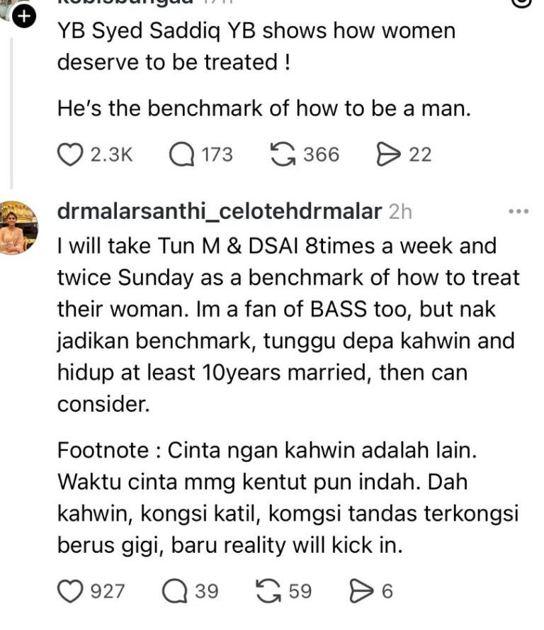 “Waktu Bercinta, Kentut Pun Wangi” – Dr. Malar Rasa Syed Saddiq Terlalu Awal Jadi ‘Benchmark ...