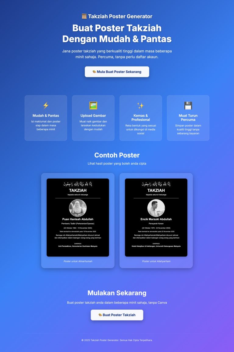 TAKZIAH: Laman Web Mudah Untuk Buat Poster Takziah, Dicipta Untuk ...