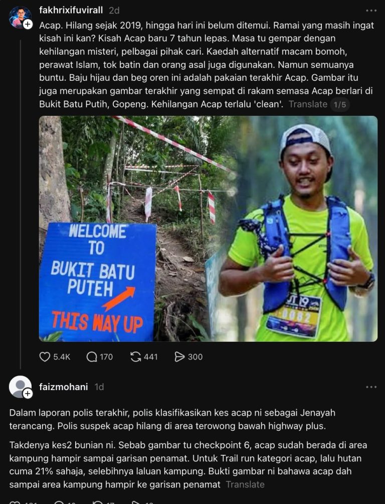 Selepas 7 Tahun Hilang, Muncul Dakwaan Kehilangan Acap Di Bukit Batu ...