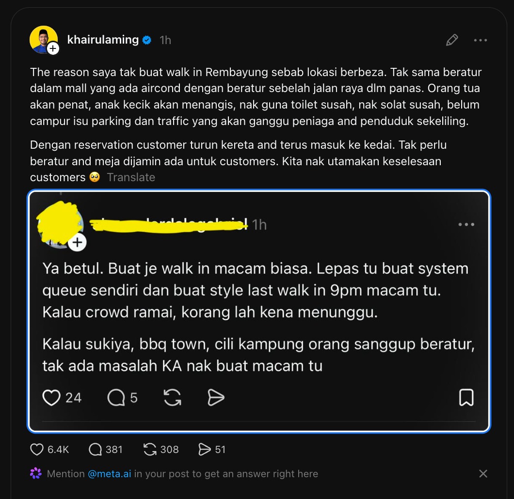 Netizen Minta Rembayung Konsep ‘Walk In’, Khairul Aming Beri Sebab ...